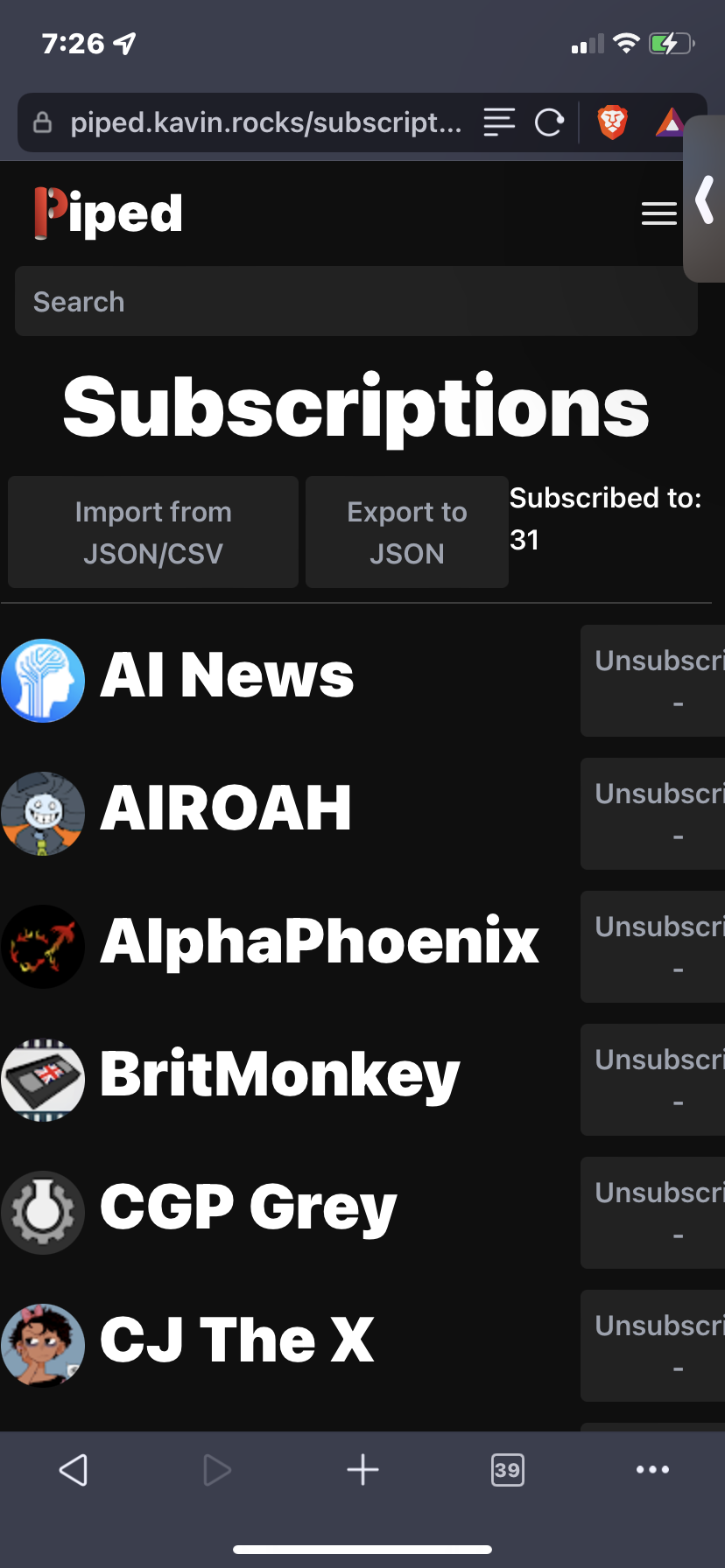 Channels unsubscribe without account · Issue #1271 · TeamPiped/Piped · GitHub