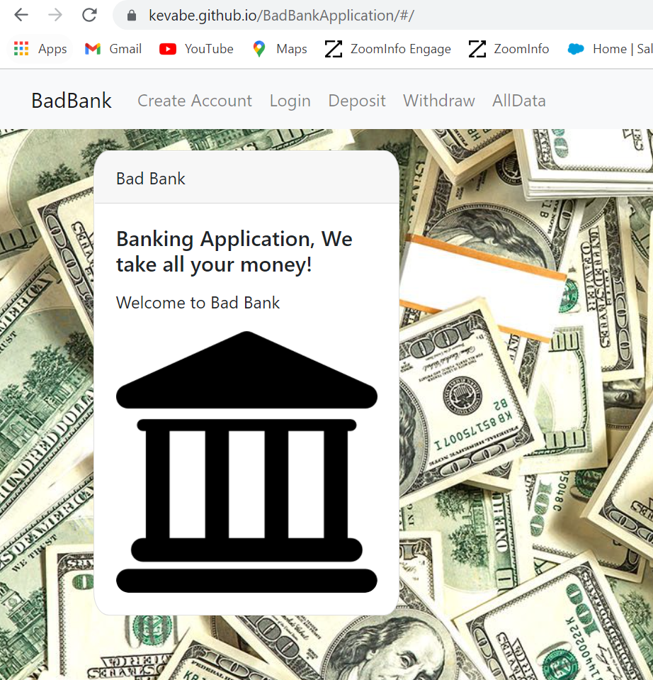 GitHub - Kevabe/BadBankApplication: BadBankAssignment