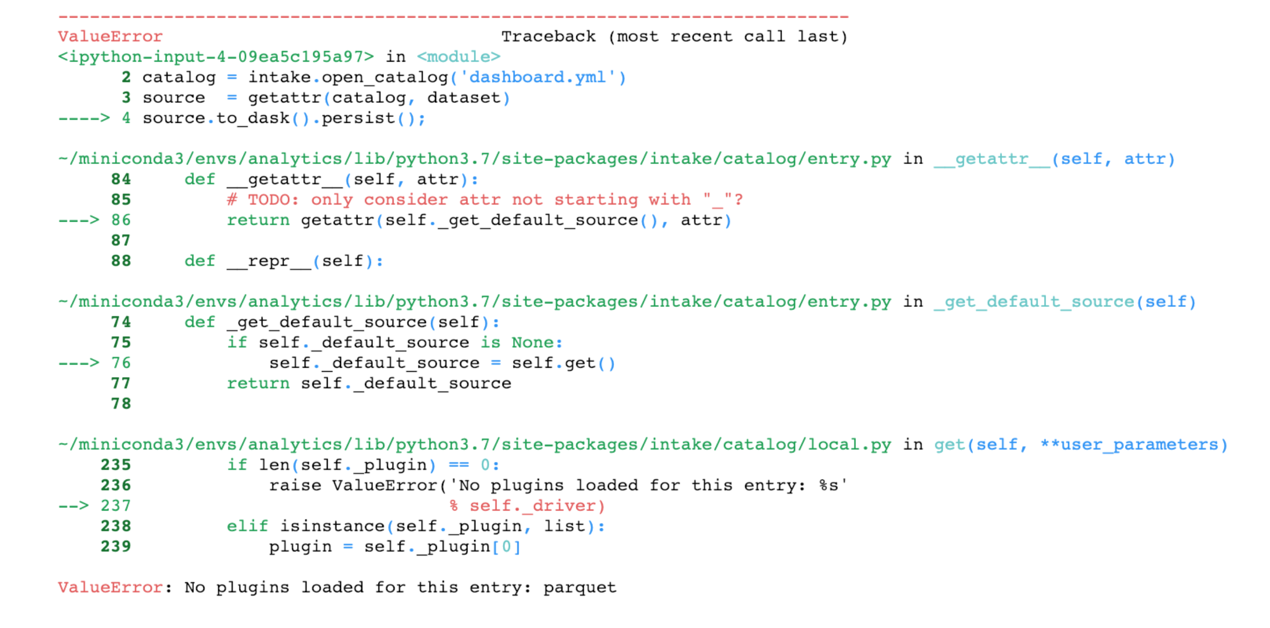 Uninformative errors when plugins are missing · Issue #262 · intake/intake · GitHub