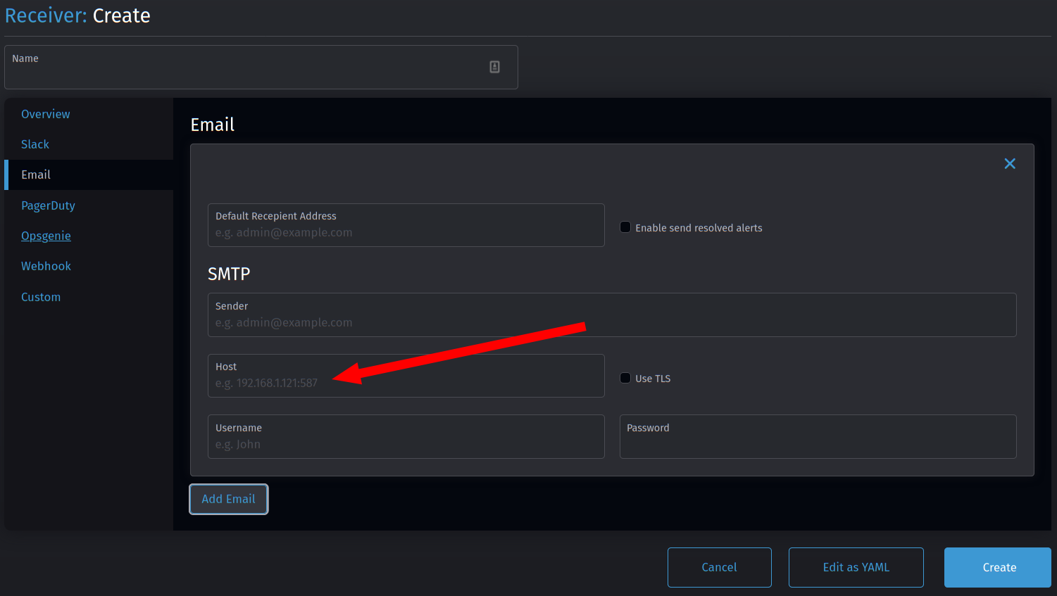 [BUG] Form for configuring Receivers and Output should more clearly indicate where to input Port ...