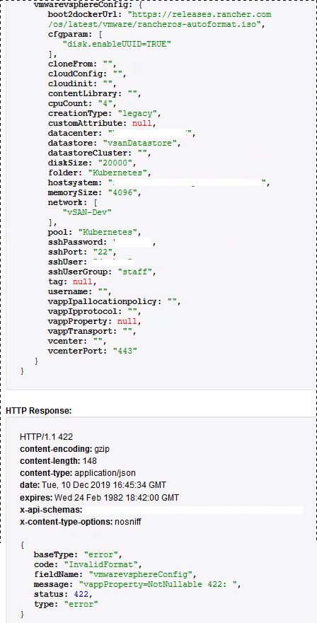 Updating The Vsphere Node Template Via Api Errors With Vapppropertynotnullable 422 · Issue