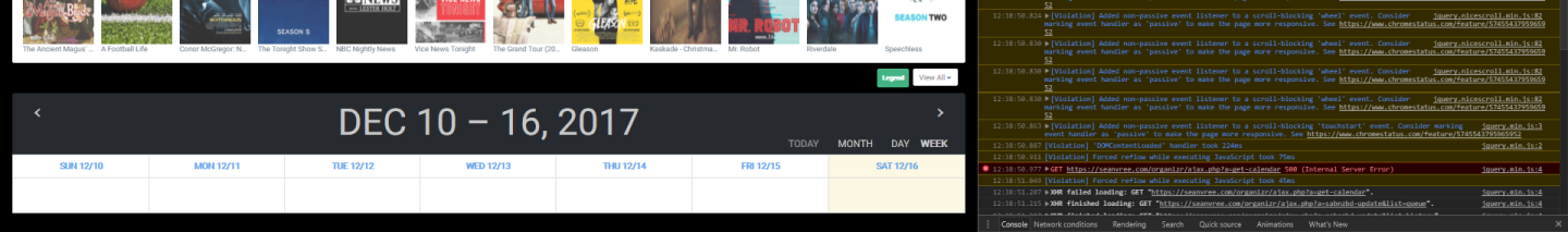 Calendar Error: ajax.php?a=get-calendar Failed to load resource: the server responded with a ...