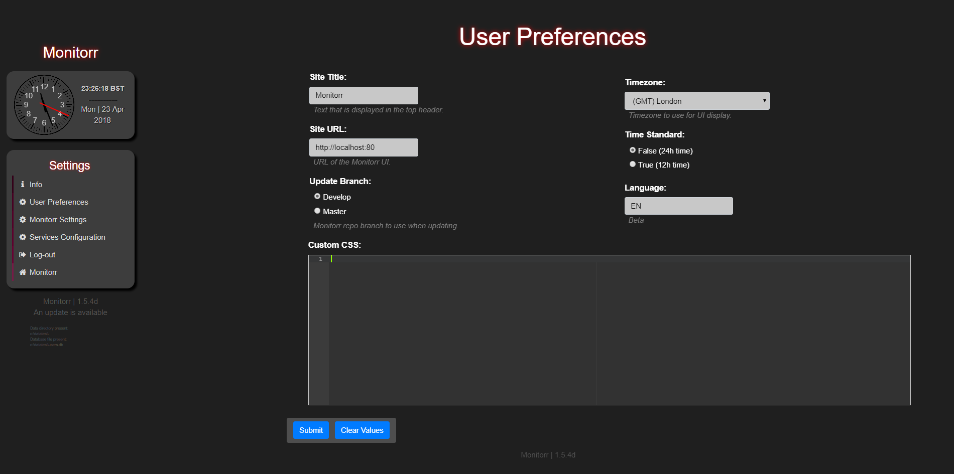 FEAT: Custom CSS settings page · Issue #141 · Monitorr/Monitorr · GitHub