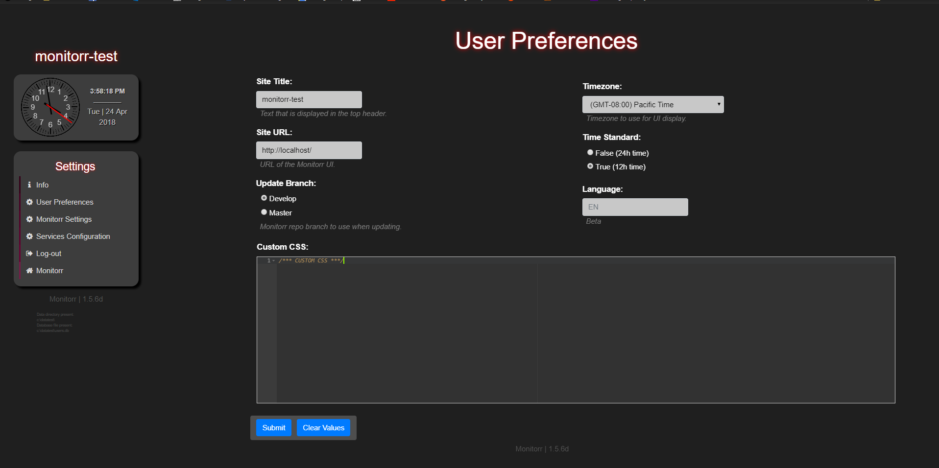 FEAT: Custom CSS settings page · Issue #141 · Monitorr/Monitorr · GitHub