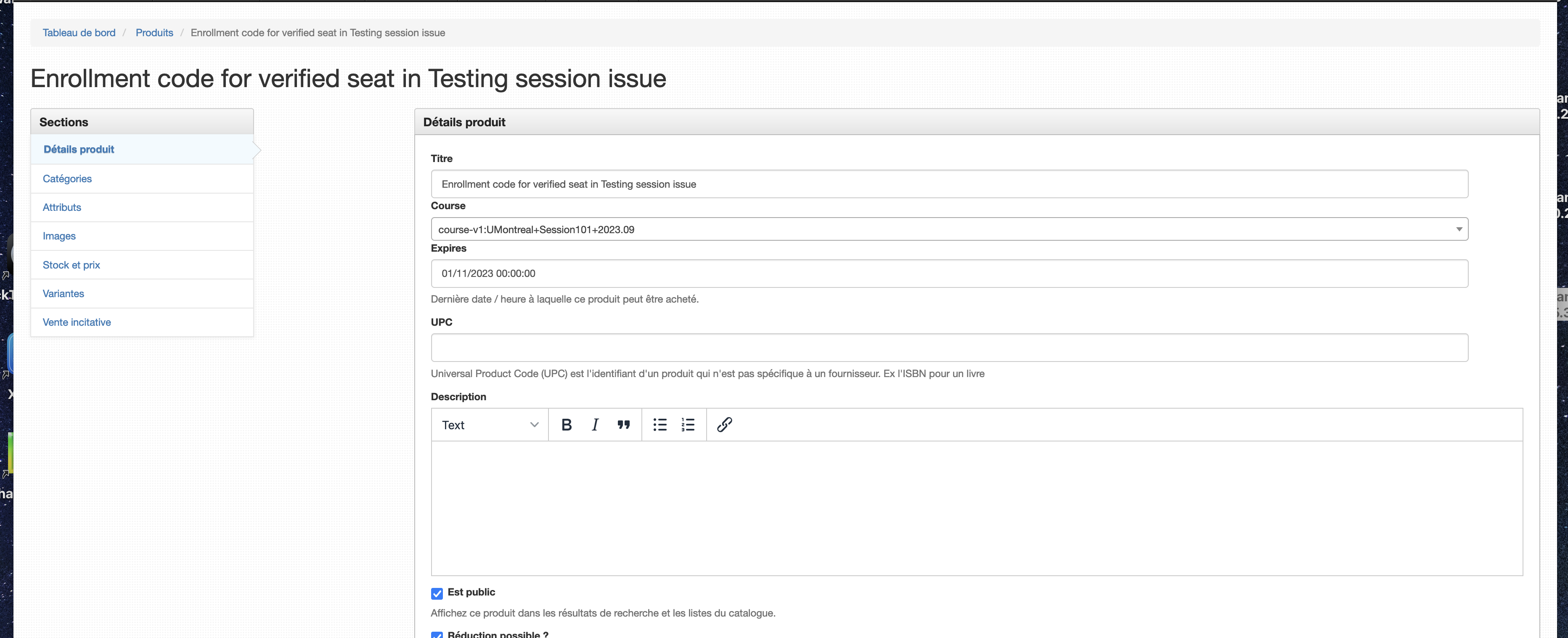 [ECOM > Create a course seat] > After creating course I am not able to ...