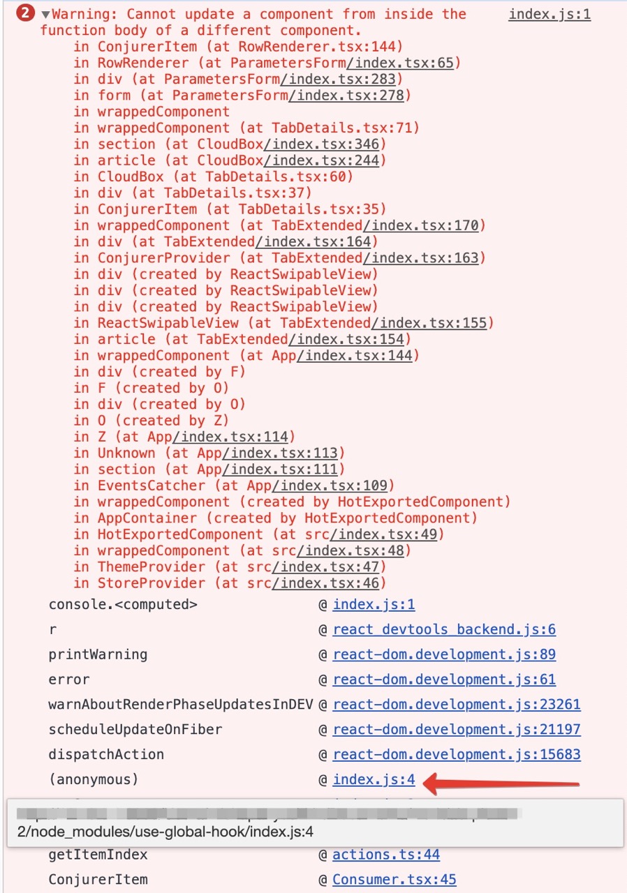 Cannot Update A Component From Inside The Function Body Of A Different