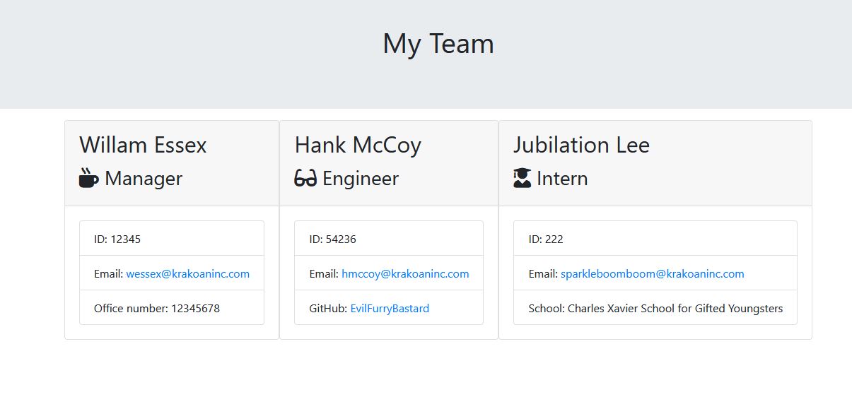 GitHub - paynejc/Team-Profile-Generator