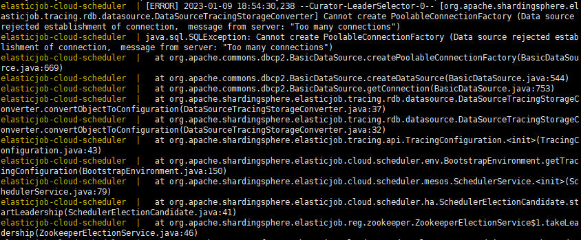 Data source rejected establishment of connection, message from server: "Too many connections ...