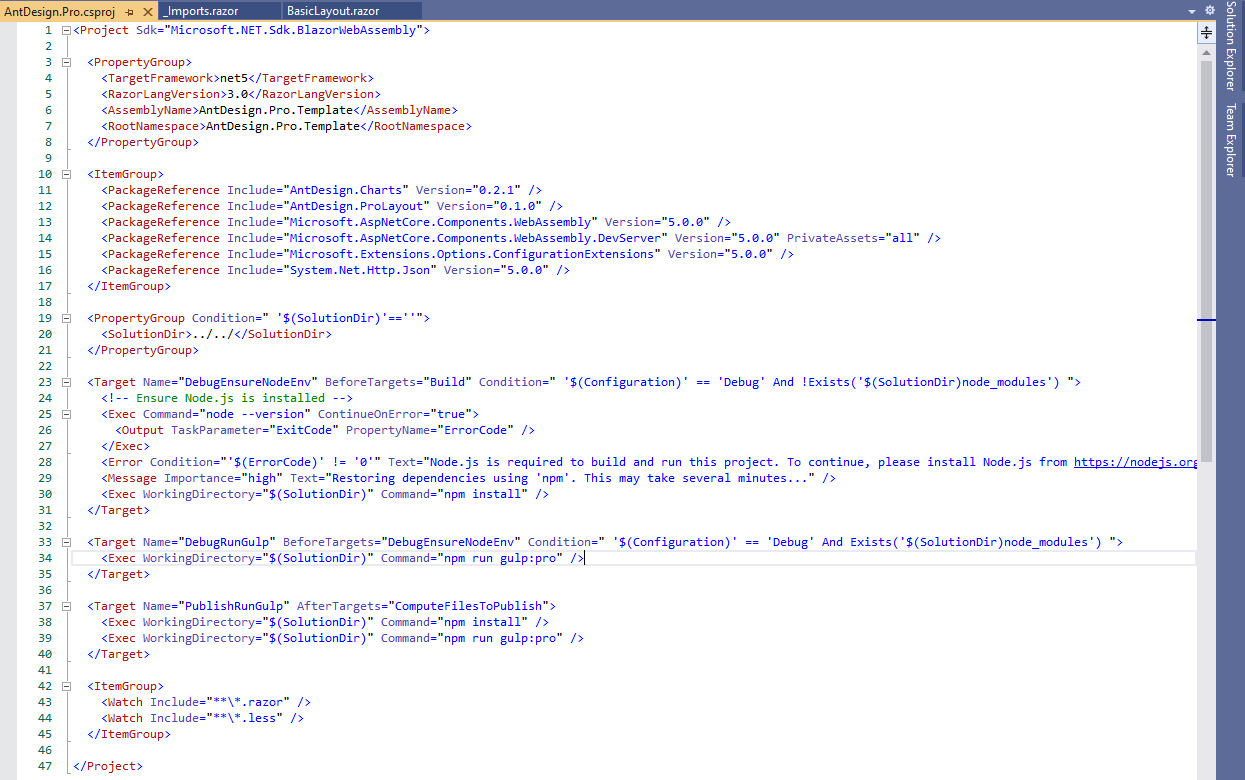 unable to add imports using statement in Basic Layout razor Page ...