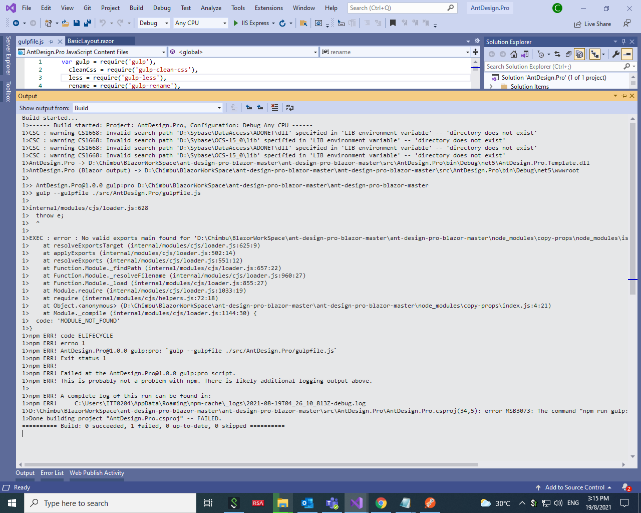 unable to add imports using statement in Basic Layout razor Page ...