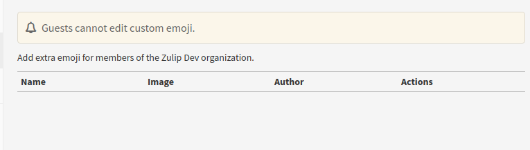 setting UI: Custom emoji and Linkifier tables need message when empty. · Issue #12453 · zulip ...