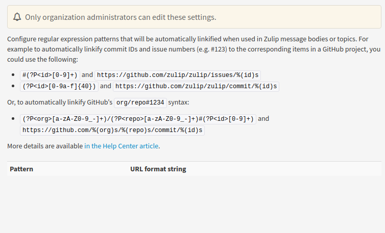 setting UI: Custom emoji and Linkifier tables need message when empty. · Issue #12453 · zulip ...