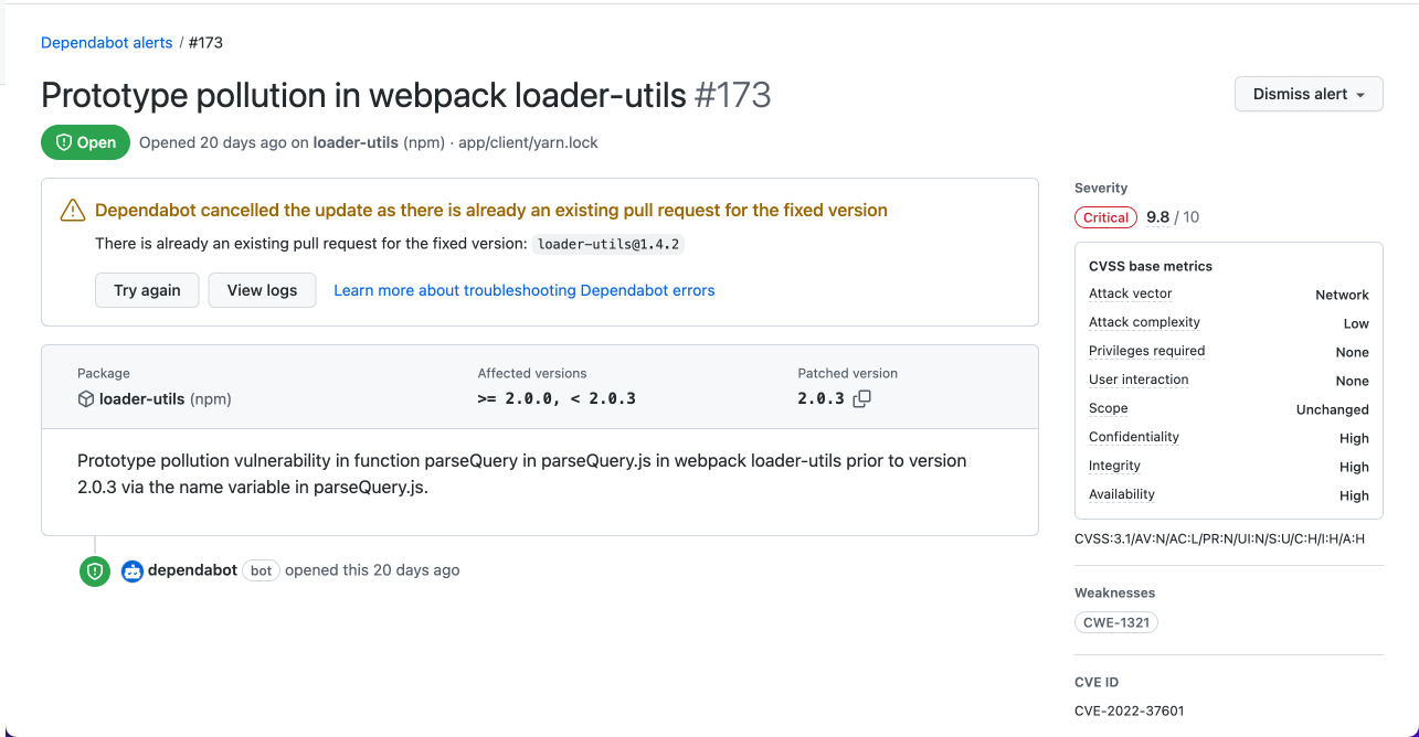 [task] Npm Dependabot Alerts · Issue 18490 · Appsmithorg Appsmith · Github