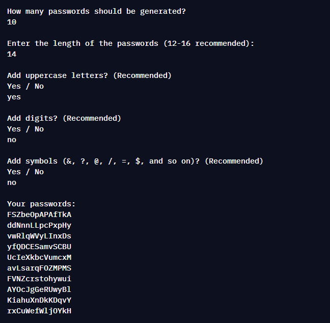 GitHub - torden7/PasswordGenerator: A command line password generator allowing the user to ...