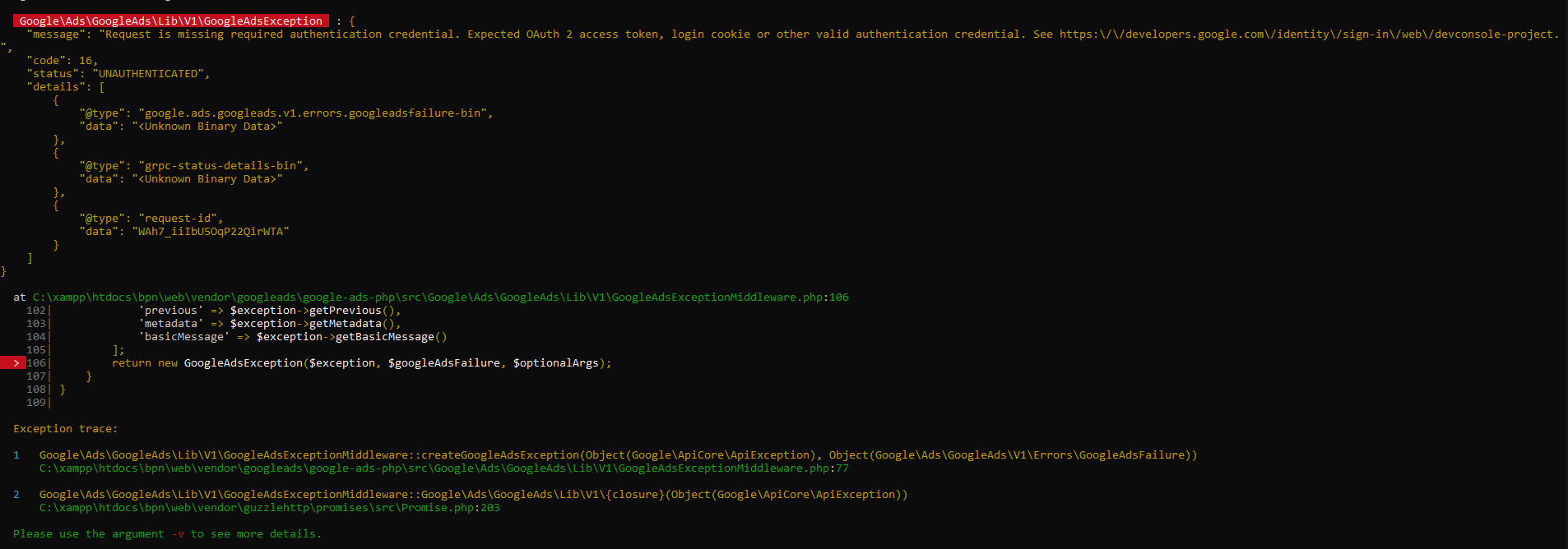 Google API Exception · Issue #201 · googleads/google-ads-php · GitHub