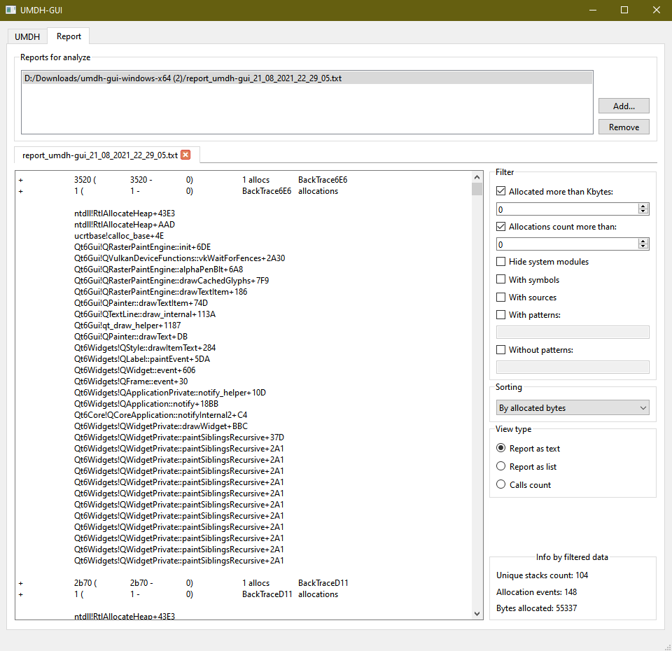 GitHub - AlexanderFurmenkov/umdh-gui: GUI for a memory leak finder utility