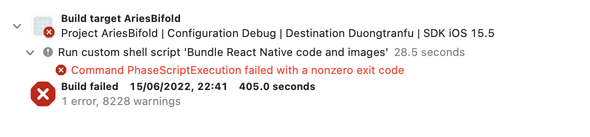 Showing All Errors Only Command Phasescriptexecution Failed With A Nonzero Exit Code · Issue 