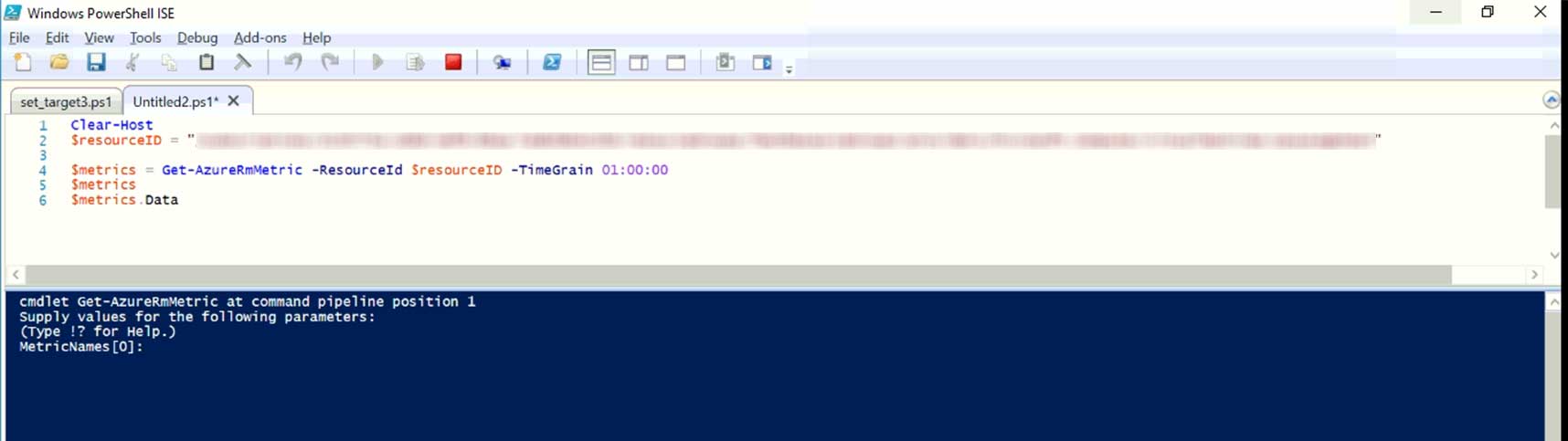 Get-AzureRMMetric now prompts for MetricNames , seems param is mandatory when Timegrain is ...
