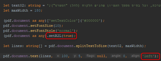 Text RTL and align right not working · Issue #2235 · parallax/jsPDF · GitHub
