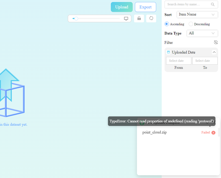Can't see imported 3D point cloud in the online tool · Issue #99 · xtreme1-io/xtreme1 · GitHub