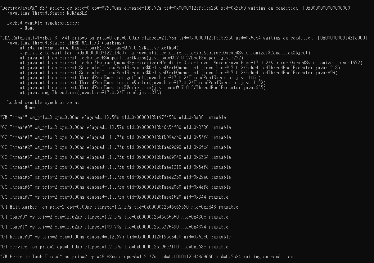 The process didn't terminate after called jda.shutdown() · Issue #2455 · discord-jda/JDA · GitHub