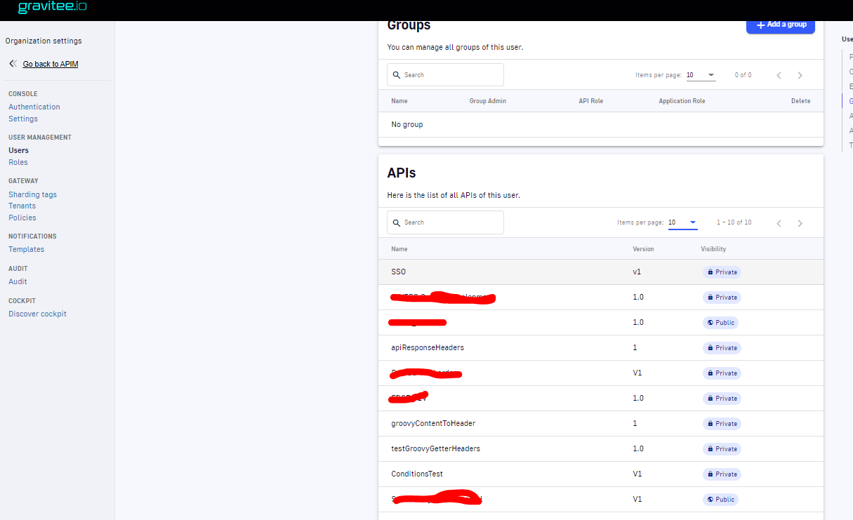 [console] List of api's in users section, not properly showing api's associated to a user ...