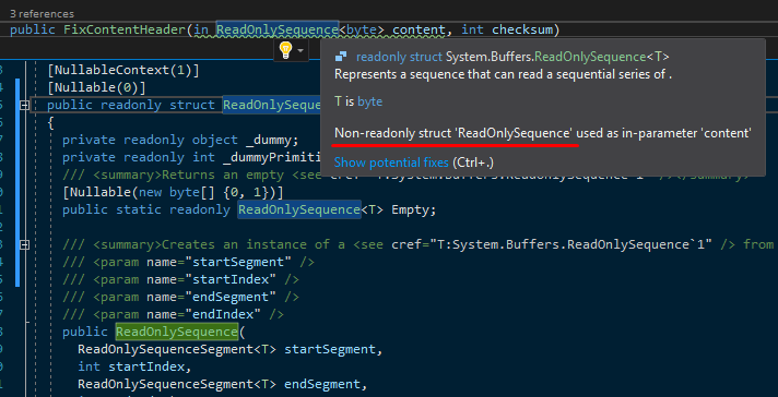 Wrong warning for ReadOnlySequence · Issue #148 · SergeyTeplyakov/ErrorProne.NET · GitHub
