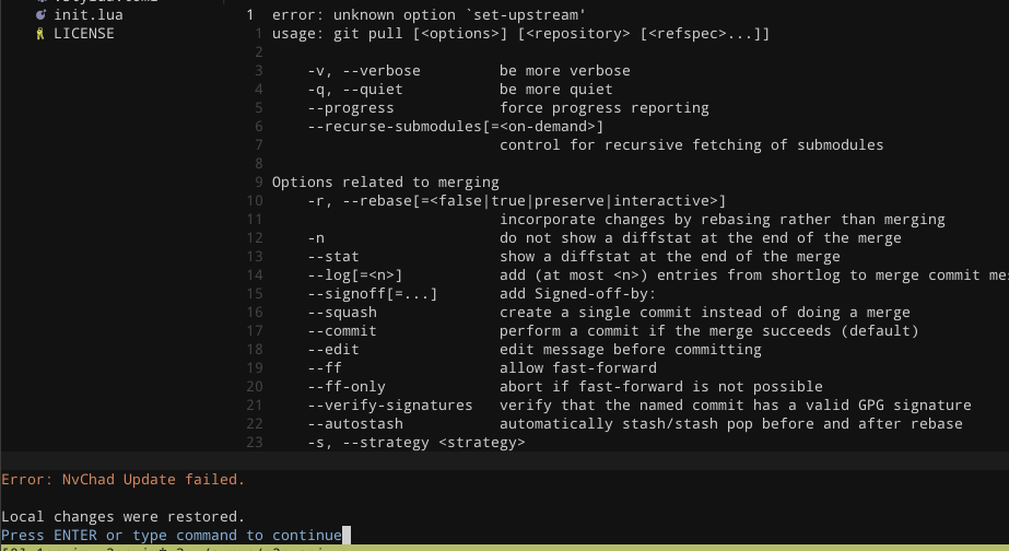 Cannot NvChadUpdate · Issue #1260 · NvChad/NvChad · GitHub
