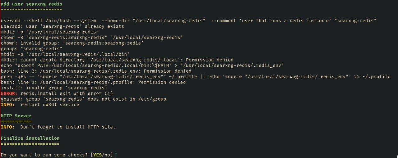 Error Installing SearXNG with the "Installation Script" · Issue #1752 · searxng/searxng · GitHub