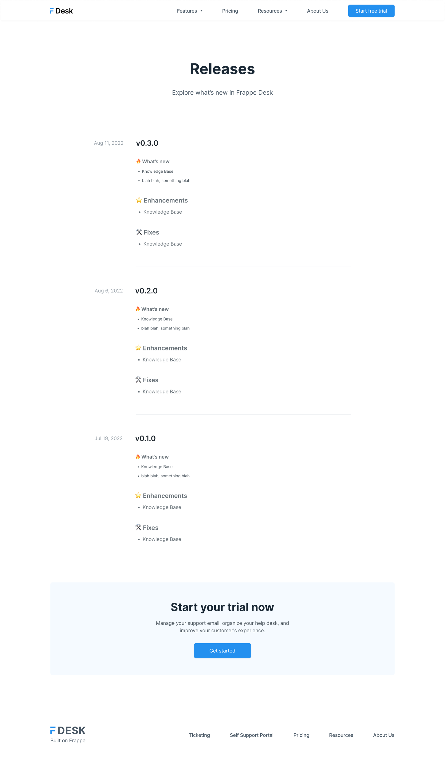 Design changelog page for website · Issue #605 · frappe/helpdesk · GitHub