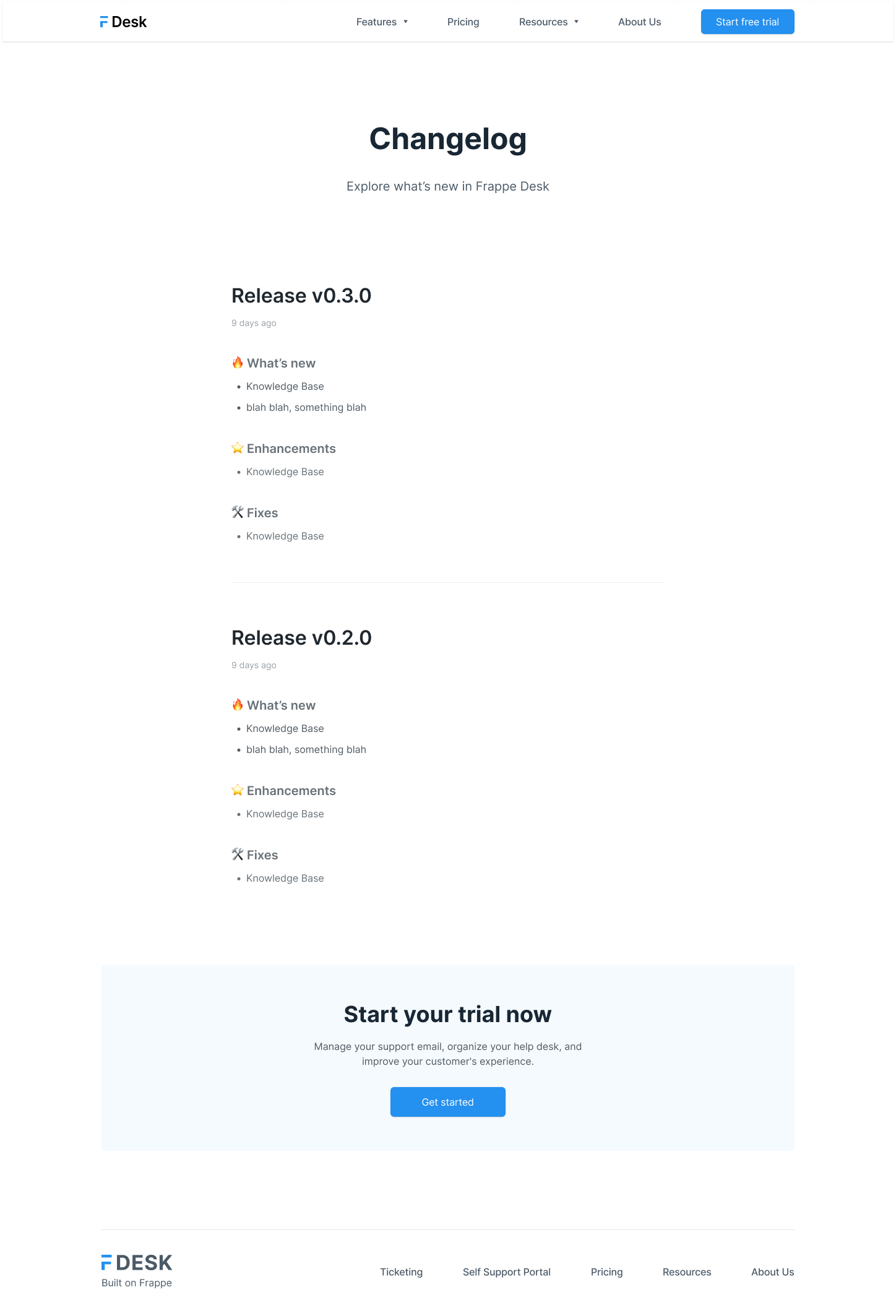 Design changelog page for website · Issue #605 · frappe/helpdesk · GitHub