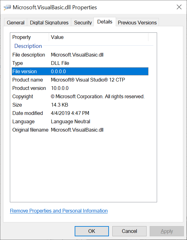 Microsoft.VisualBasic.dll has no FileVersion in non-Windows transport packages · Issue #29175 ...