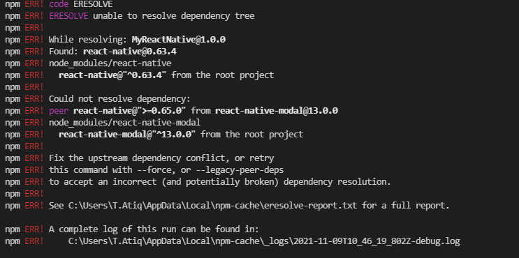I Am Trying To Use It In Expo Project But Its Giving Dependency Error · React Native Modal React 