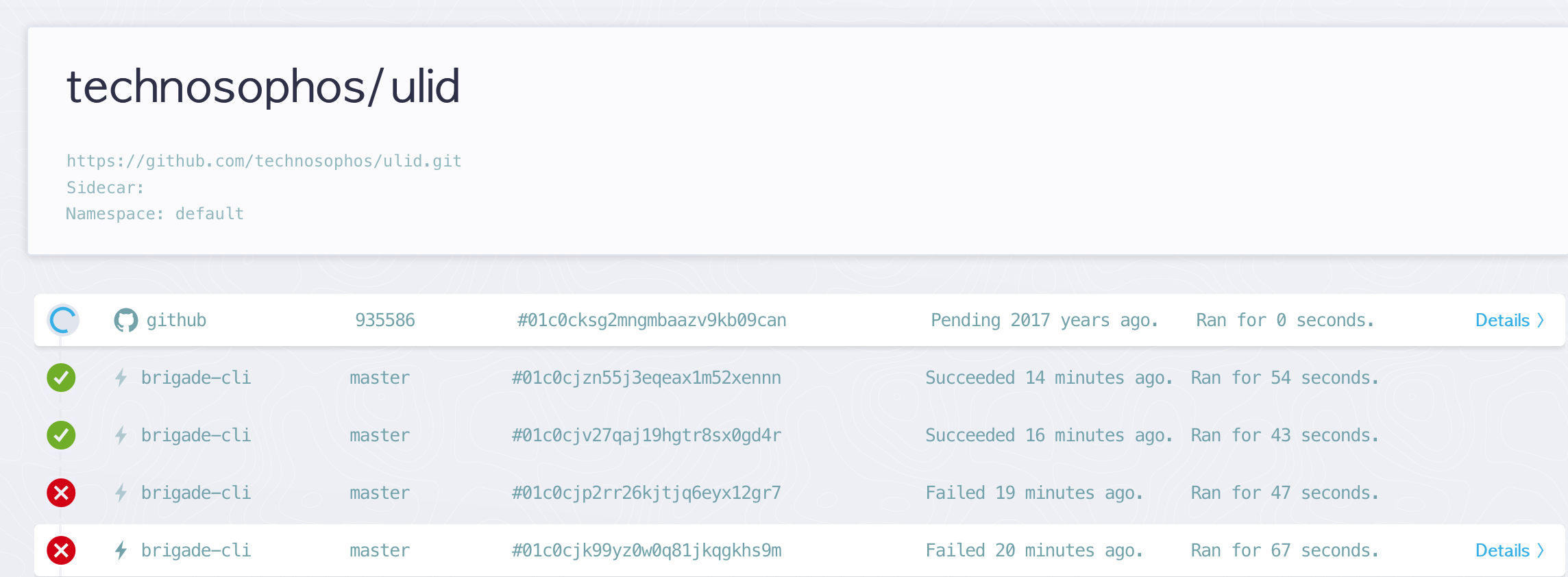 Minor: "Pending 2017 years ago" · Issue #87 · brigadecore/kashti · GitHub