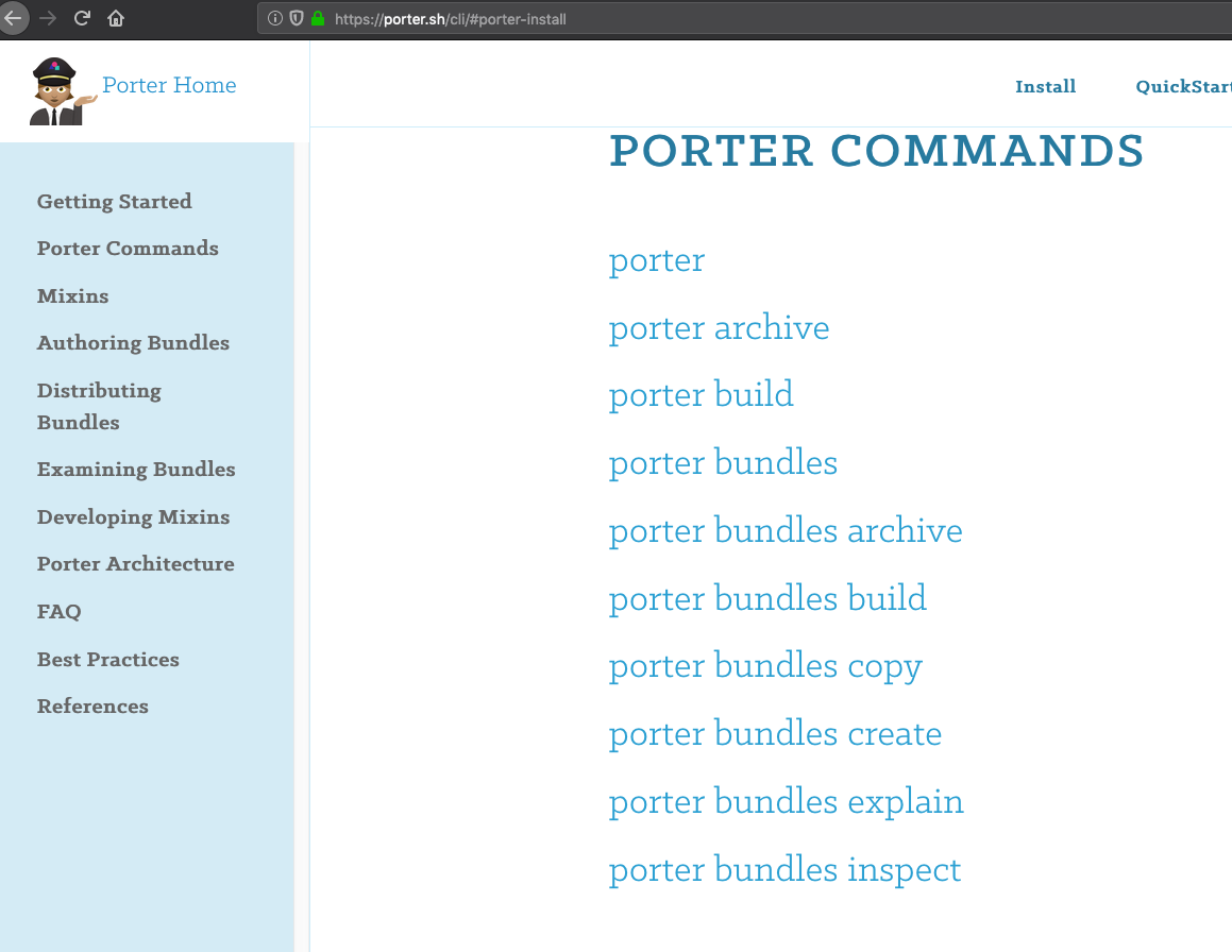 docs: "Porter Commands -> Porter Install" goes to wrong page · Issue #789 · getporter/porter ...
