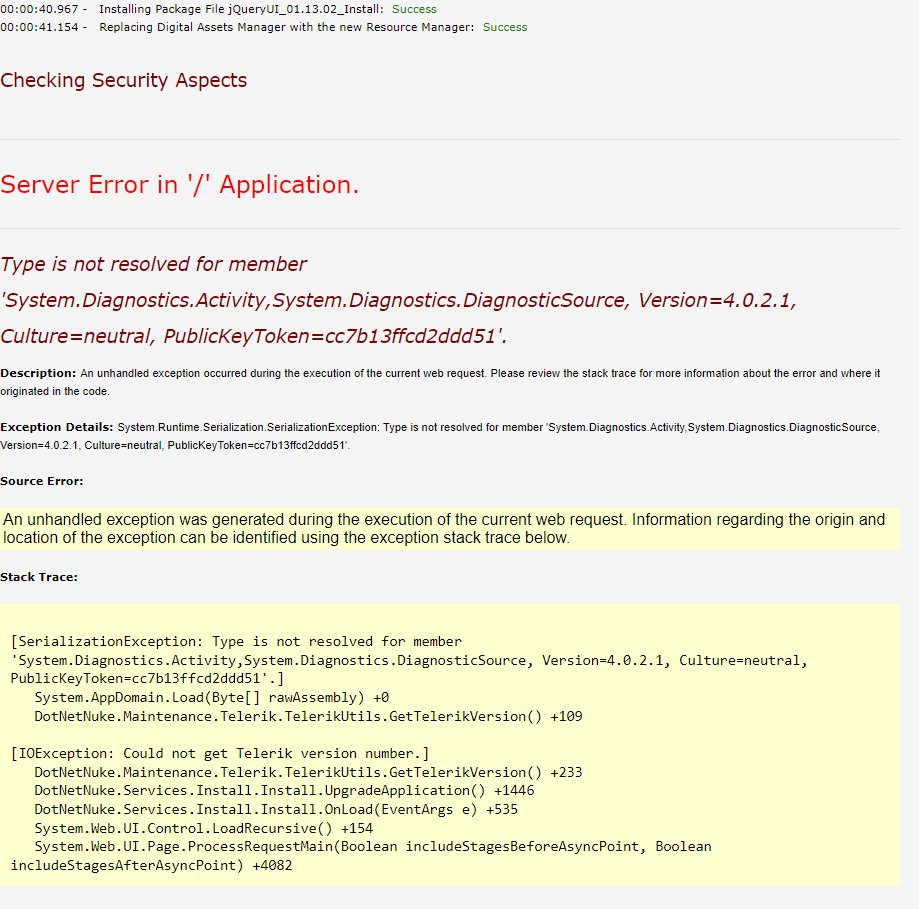 Upgrade To Dnn 9 11 0 Telerik Security Alert Fails And Install Incomplete · Issue 5340