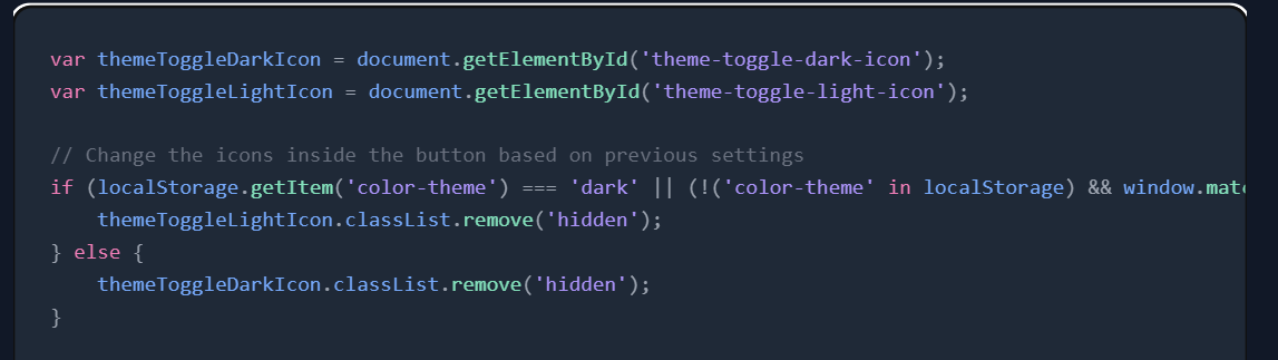 DOCS: Operators barely visible in Dark Mode Switcher Code Snippet · Issue #323 · themesberg ...