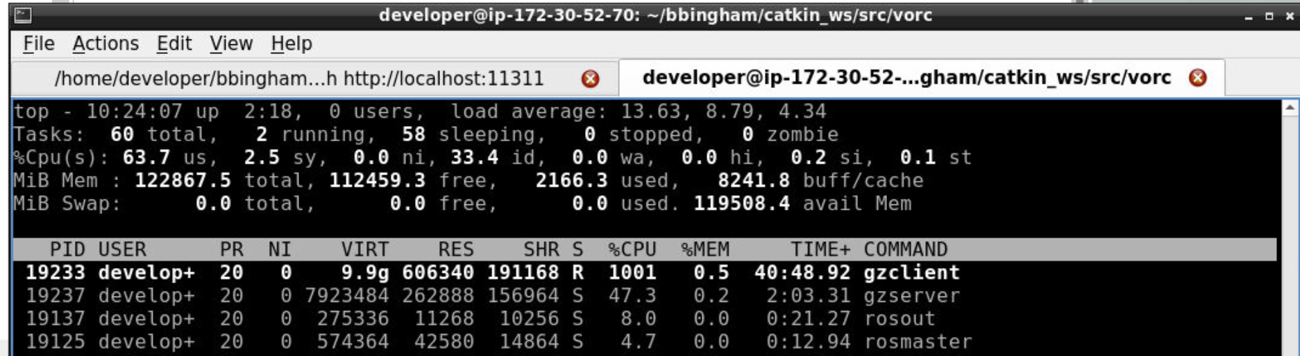 VRX Cloudsim real time factor