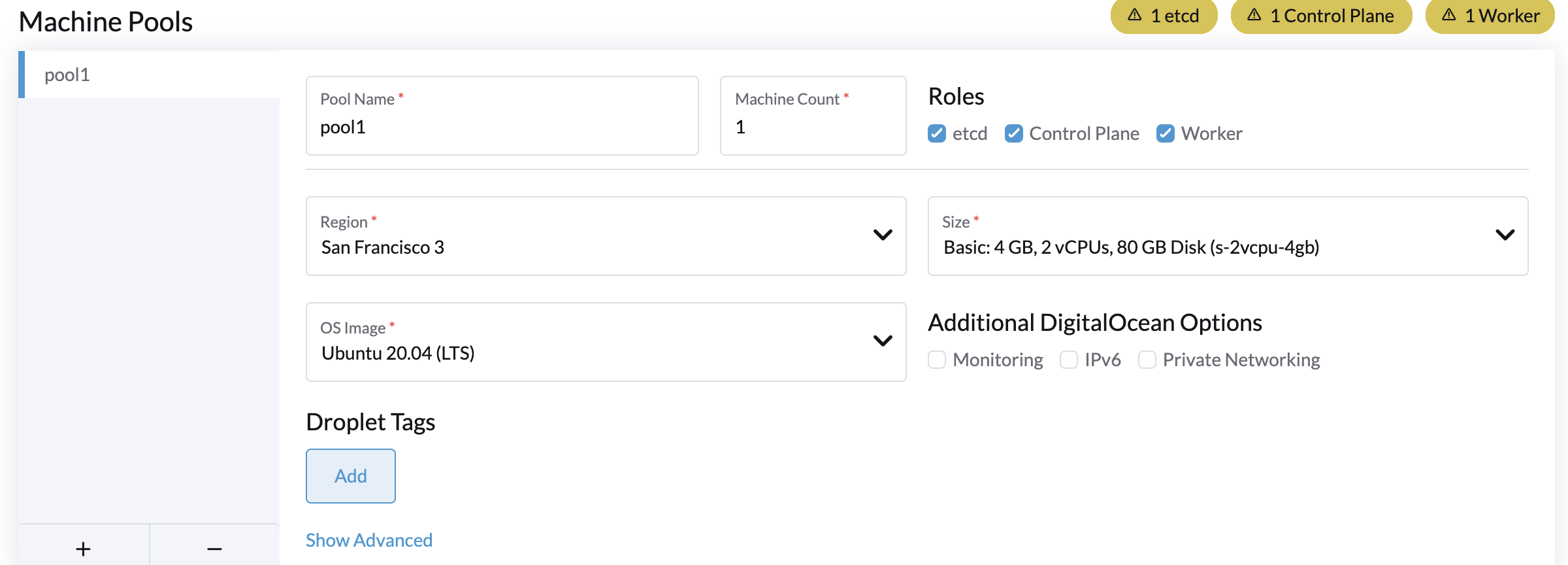Add input for droplet tags on DigitalOcean rke2 clusters · Issue #4898 · rancher/dashboard · GitHub