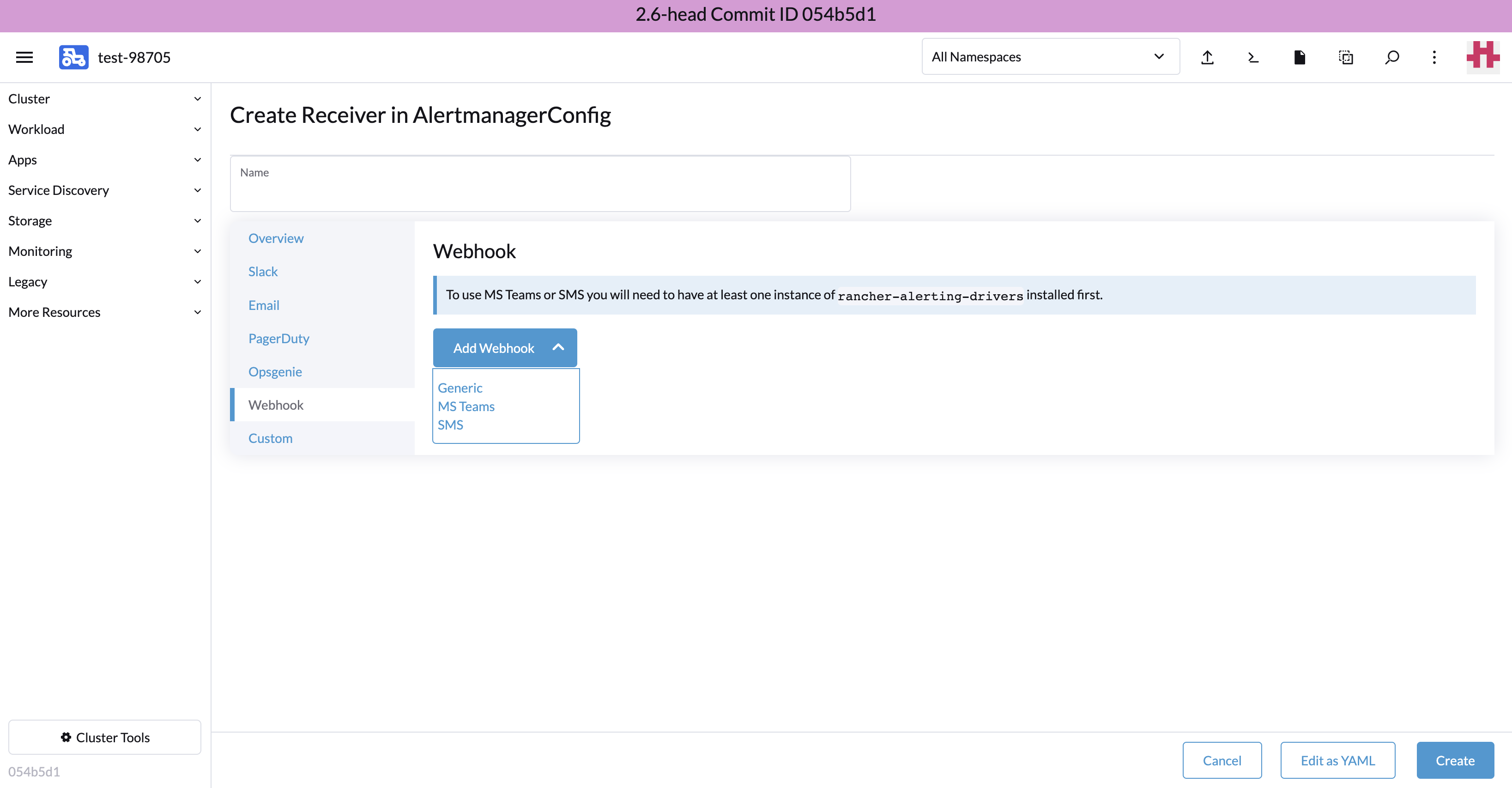[project monitoring v2] unable to select webhook from dropdown when creating receiver · Issue ...