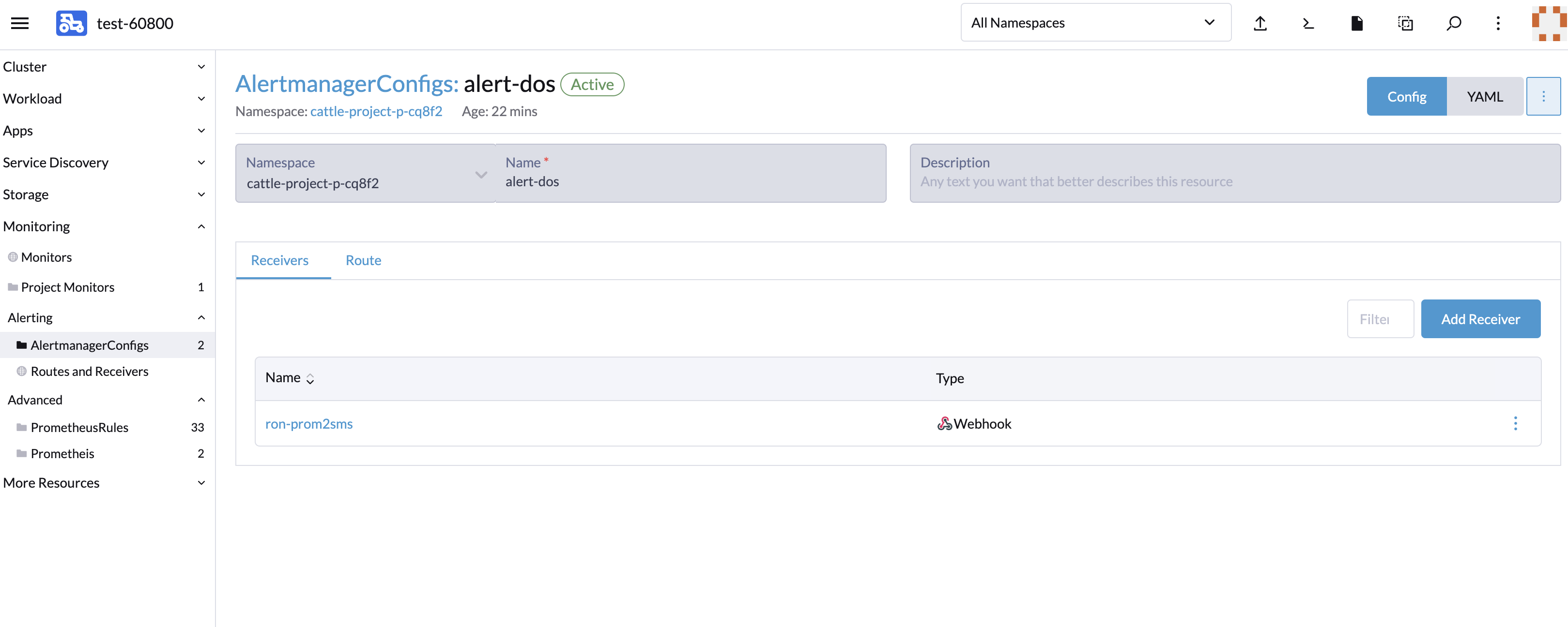[project Monitoring V2] After Creating A Receiver For Alertmanager Config Errors When Trying To