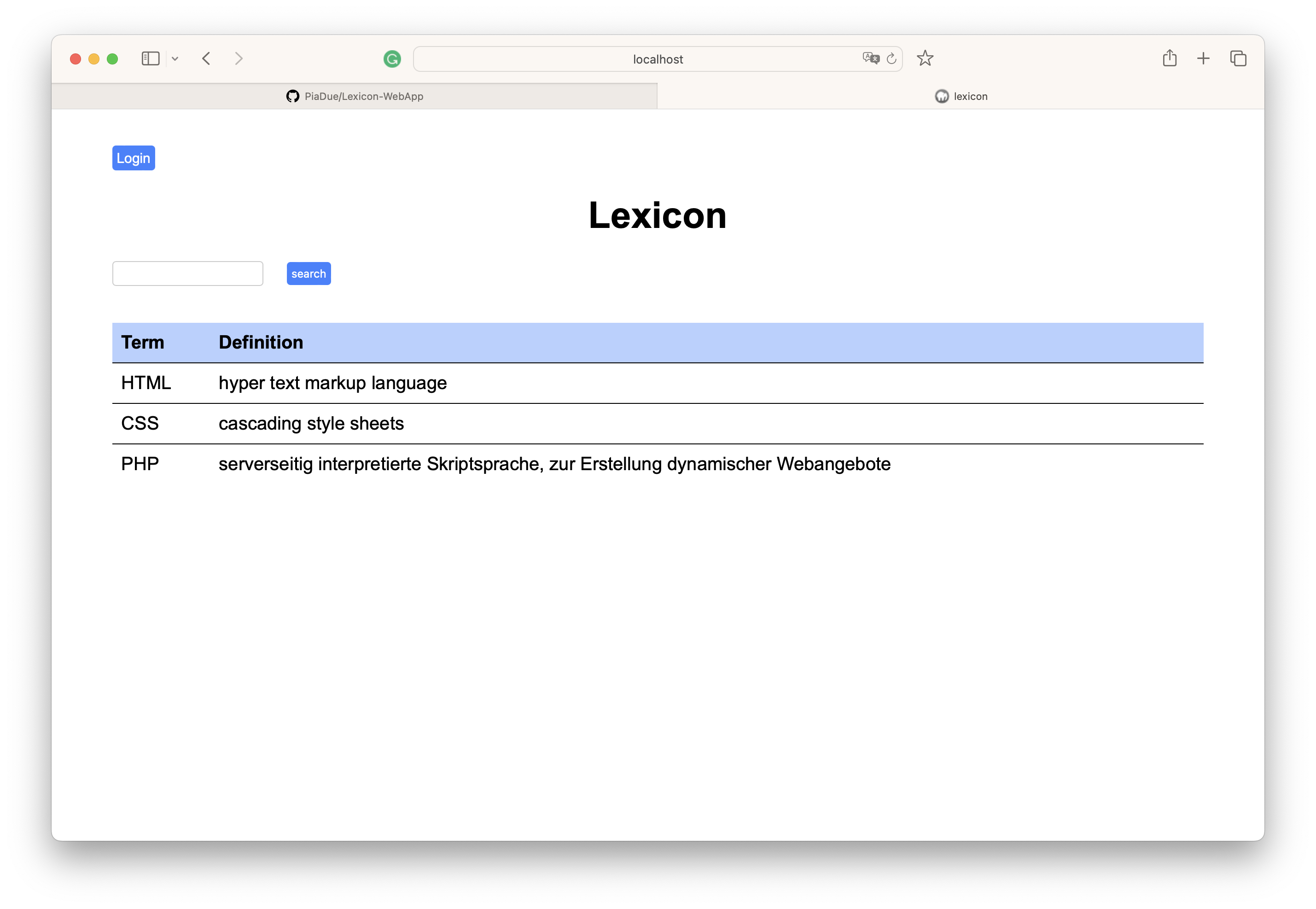GitHub - PiaDue/Lexicon-WebApp: experimentation with PHP