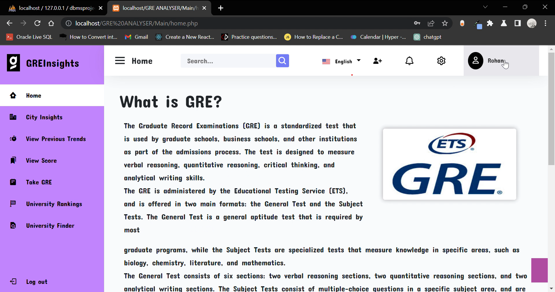 GitHub - Vinu-1975/GRE_ANALYZER_WEB_APP: A full-stack web application ...