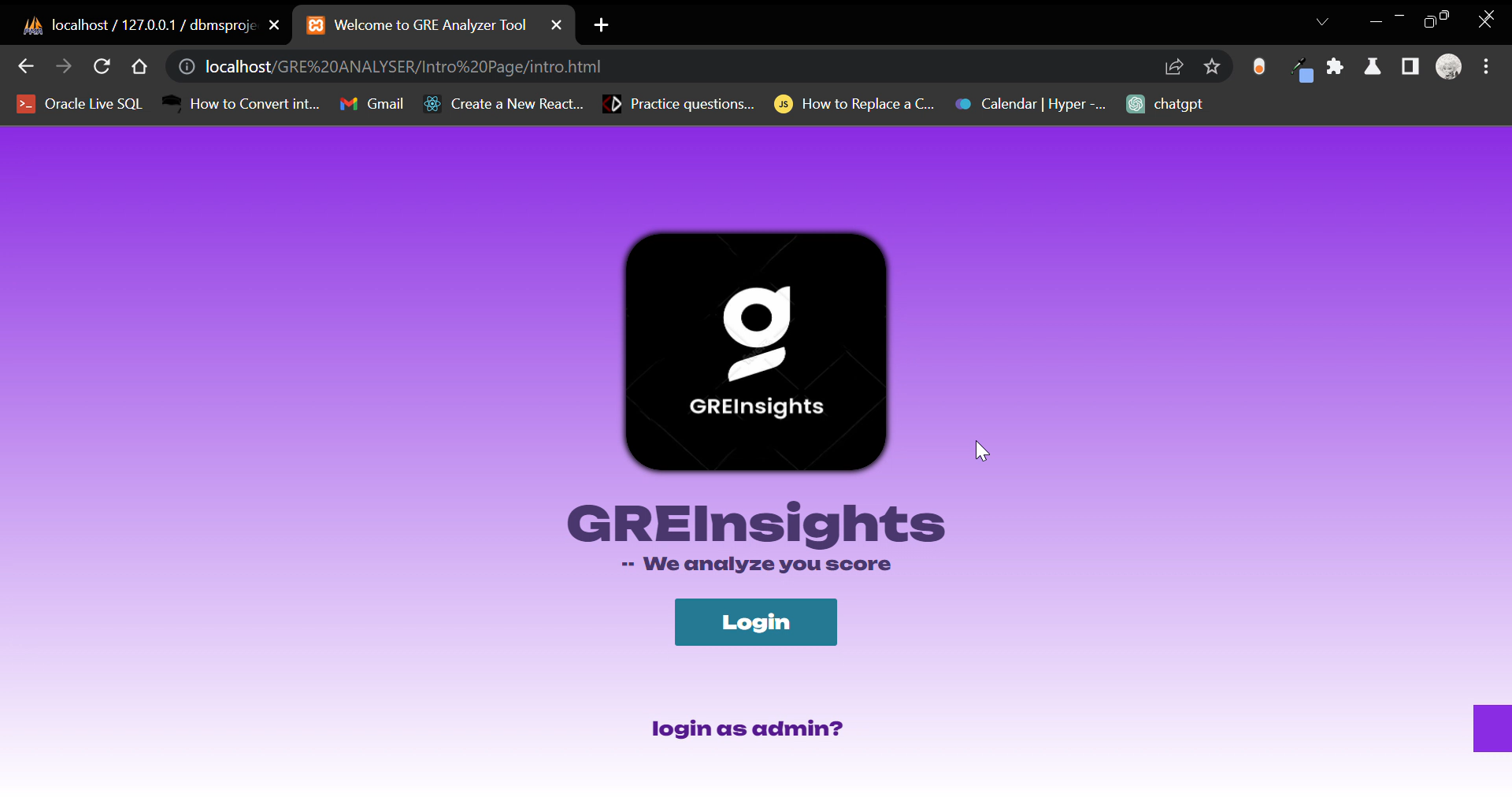 GitHub - Vinu-1975/GRE_ANALYZER_WEB_APP: A full-stack web application ...