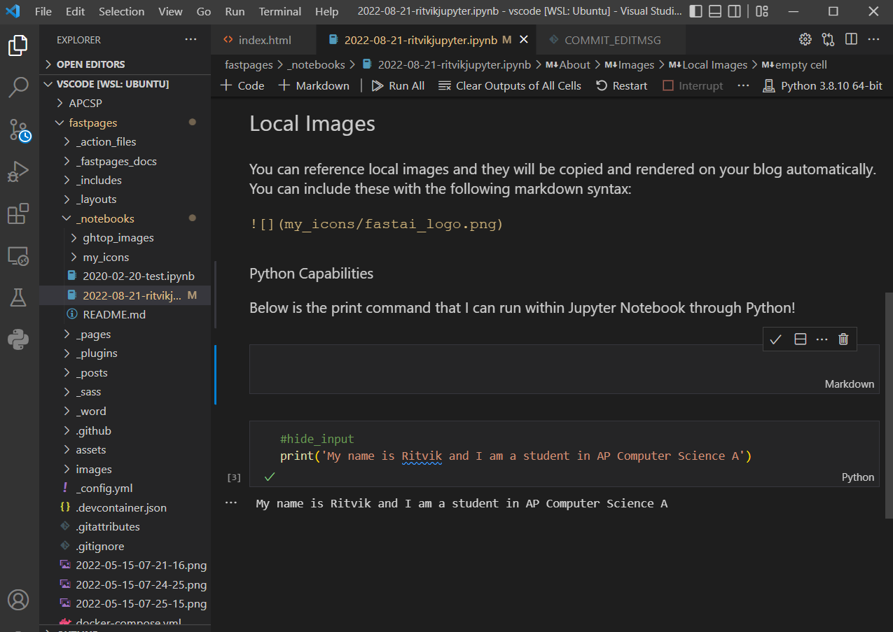 Tool Setup and Introduction · Issue #2 · Ritvik-Keerthi/fastpages · GitHub