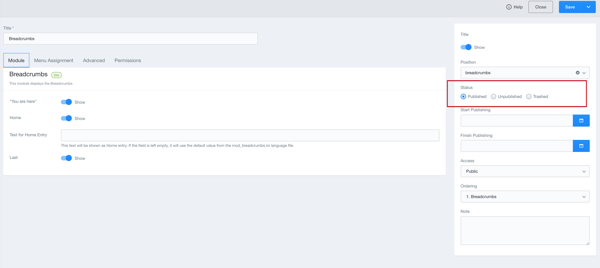 Inconsistent status field in module form · Issue #83 · joomla-projects/j4adminui · GitHub