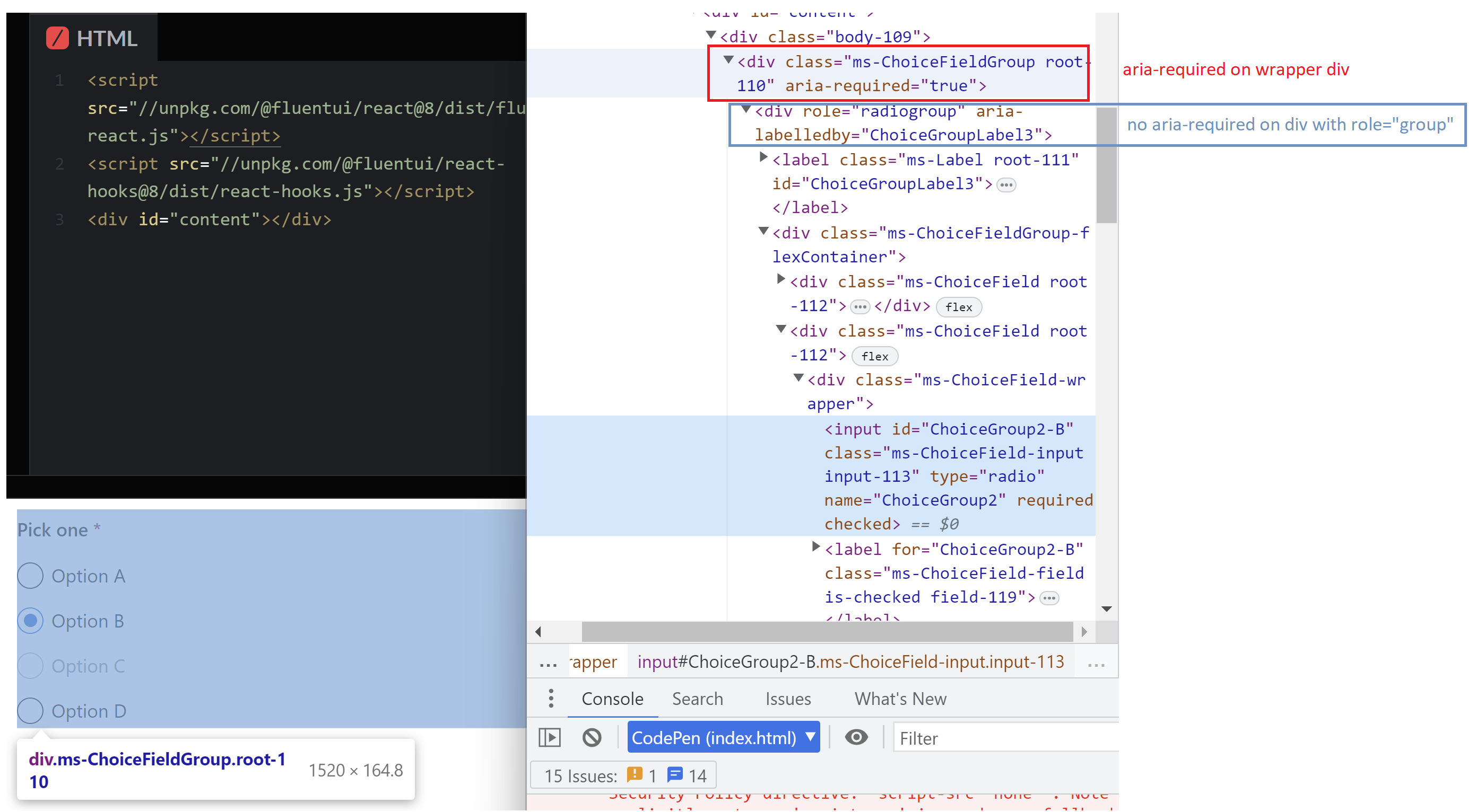 [Bug]: ChoiceGroup does not put the aria-required on radiogroup element · Issue #26967 ...