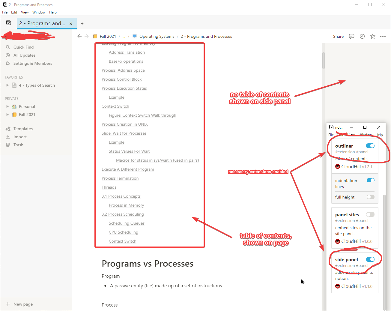 outliner / table of contents not showing table of contents in the side panel · Issue #602 ...