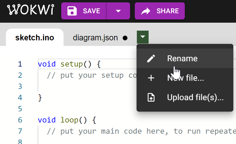"Set project name..." doesn't seem to change anything? · Issue #24 · wokwi/arduino-libraries ...