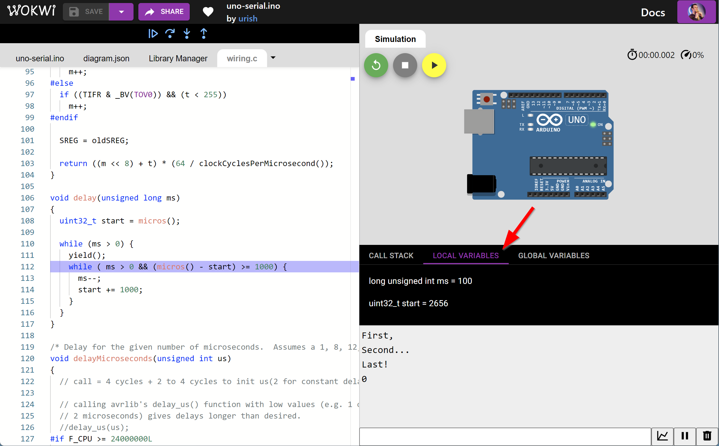 Interactive Debugger (Breakpoints, Stepping, Watches) · Issue #205 · wokwi/wokwi-features · GitHub